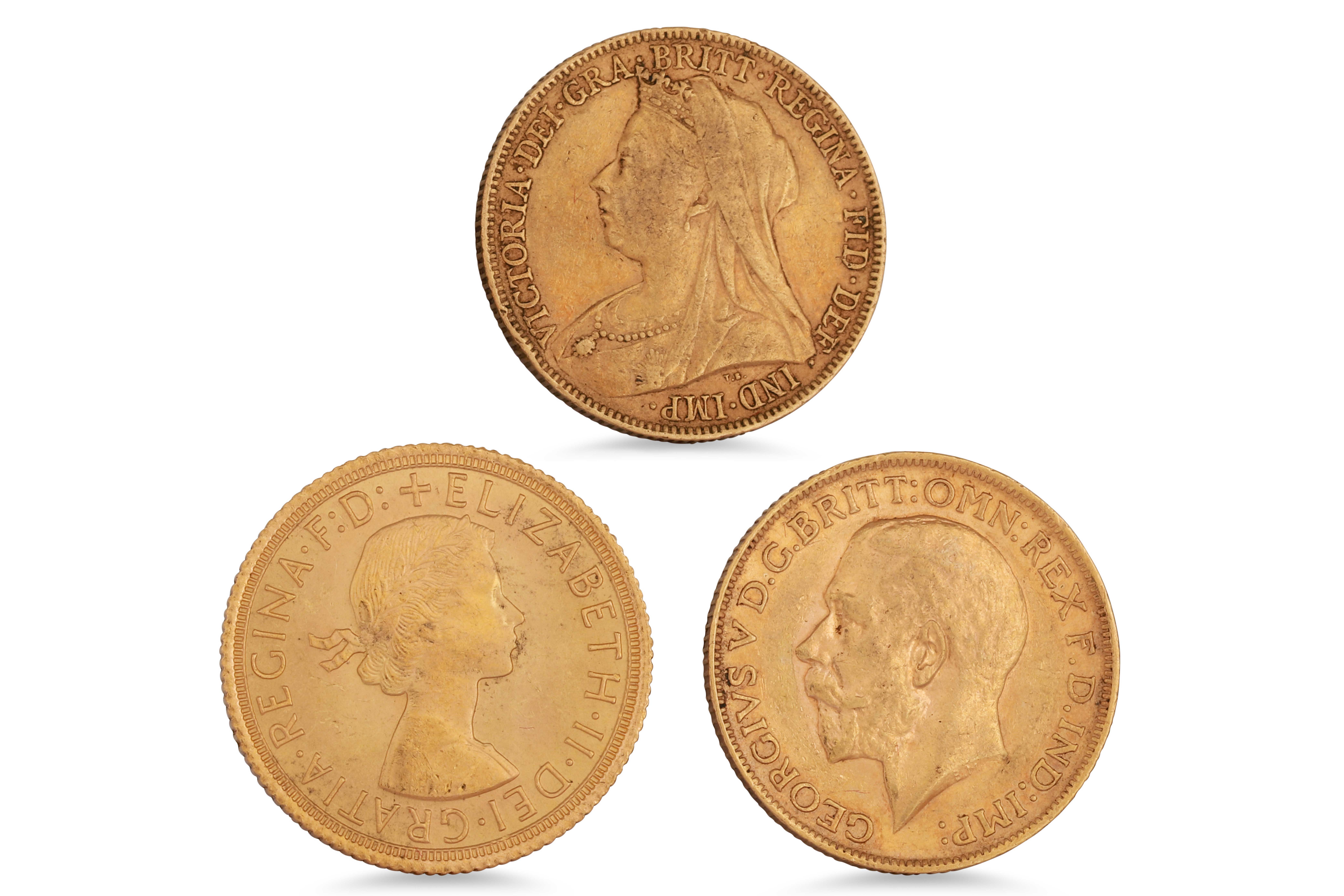 Lot 410 - THREE FULL ENGLISH GOLD SOVEREIGNS, 1898 VF,