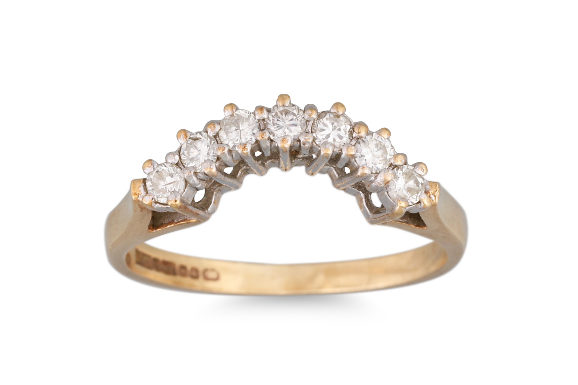 Lot 13 - A DIAMOND SET SHAPED BAND, mounted in 9ct