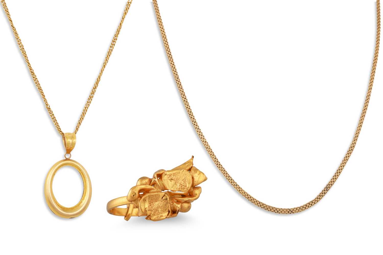 Lot 135 - A COLLECTION OF 21 CT. GOLD JEWELLERY, a