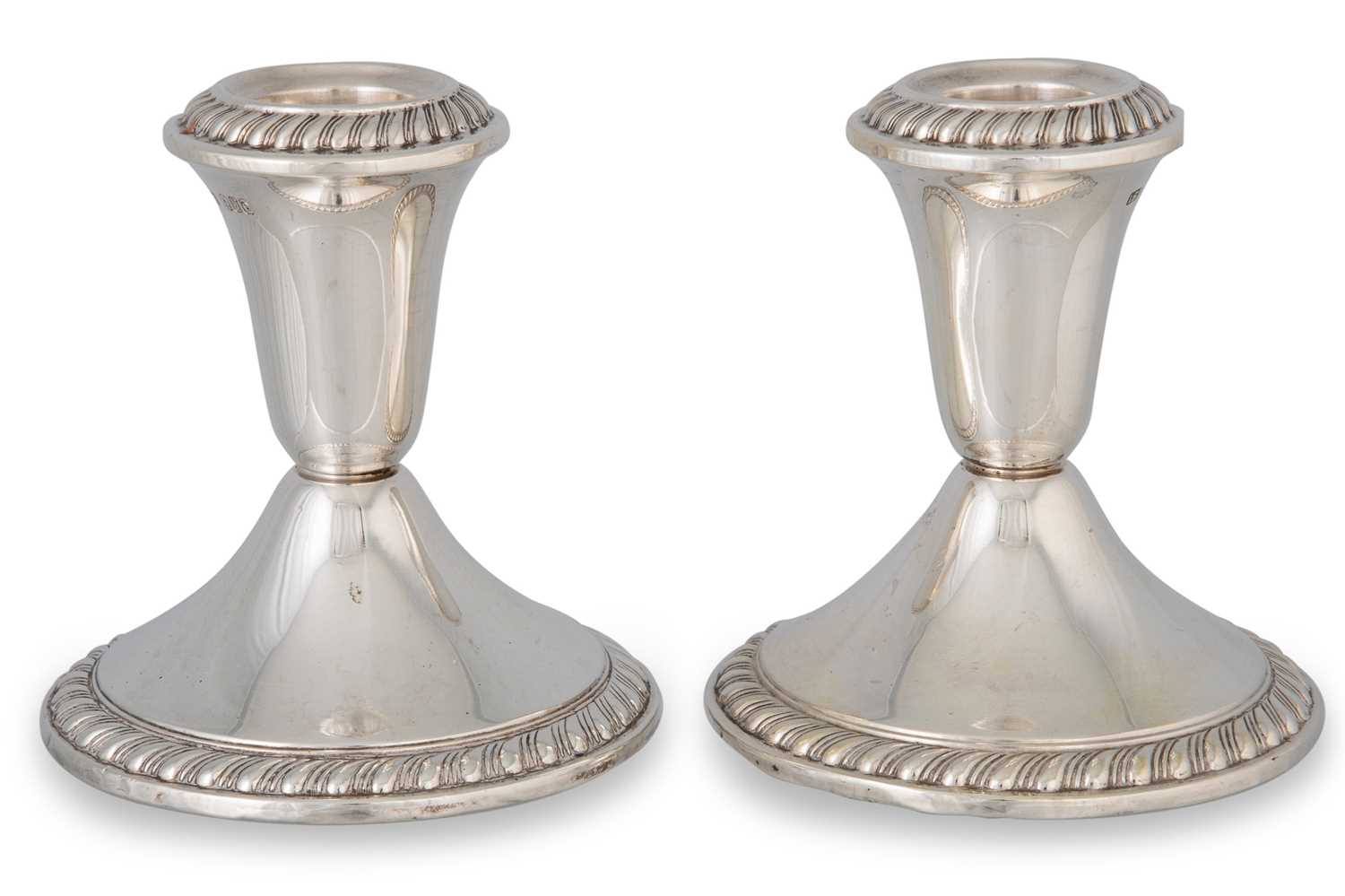 Lot 206 - A MODERN PAIR OF IRISH SILVER LIBRARY CANDLE