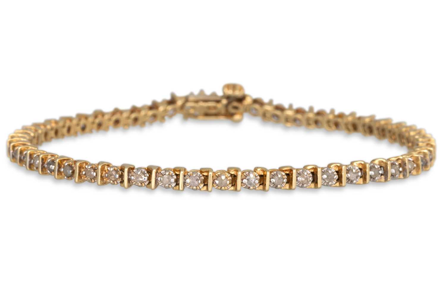 Lot 164 - A DIAMOND SET BRACELET, mounted in 14ct gold,
