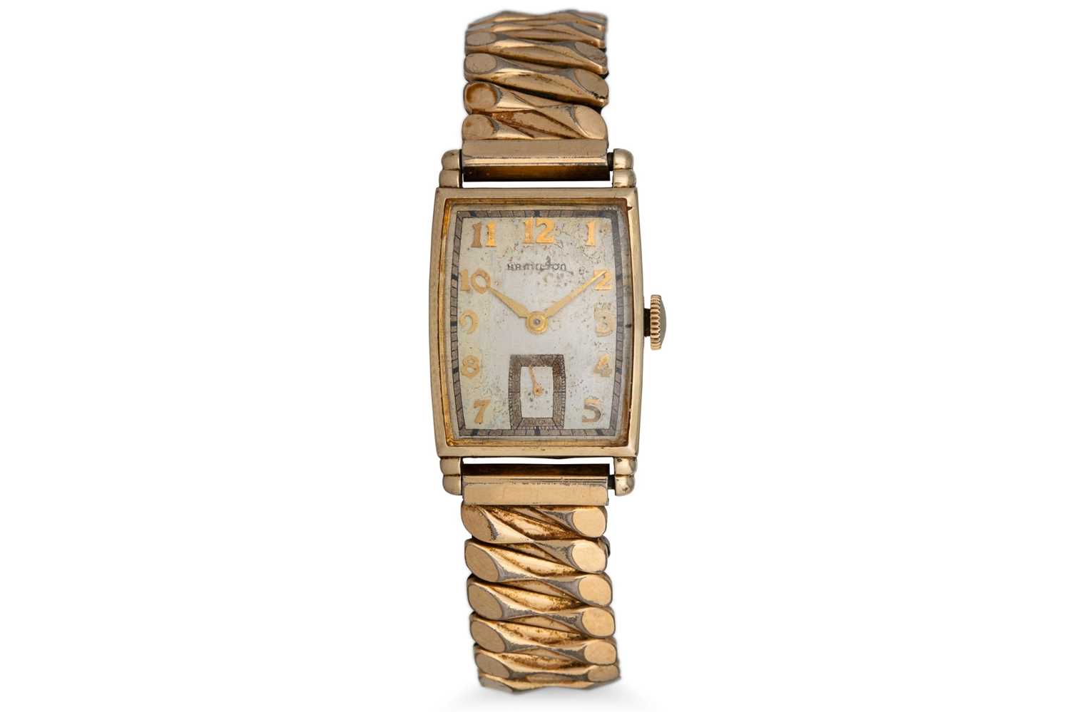 Lot 331 - A GENT'S VINTAGE HAMILTON TANK GOLD-PLATED