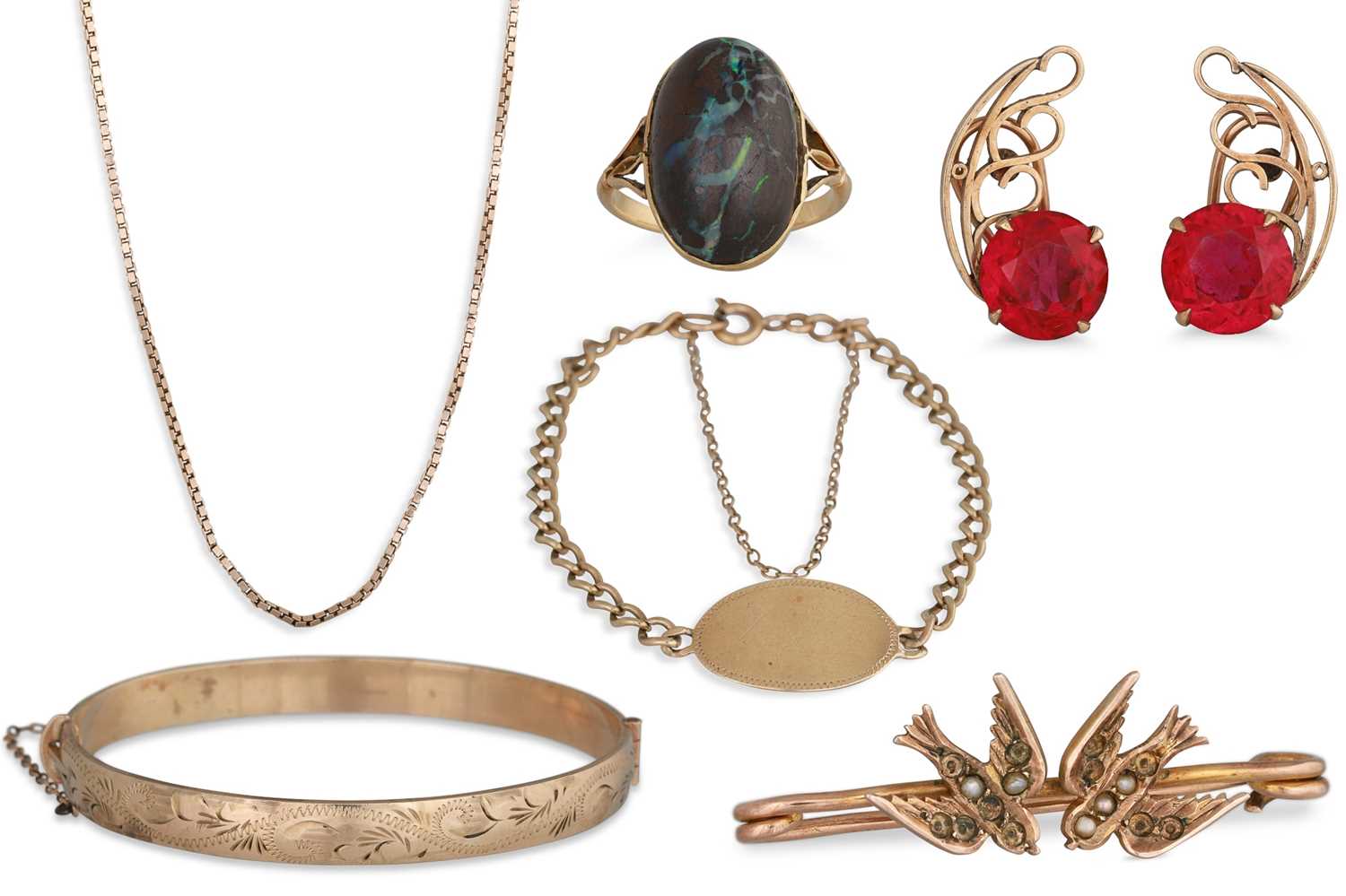 Lot 2 - A 9CT GOLD BOX LINK CHAIN, together with