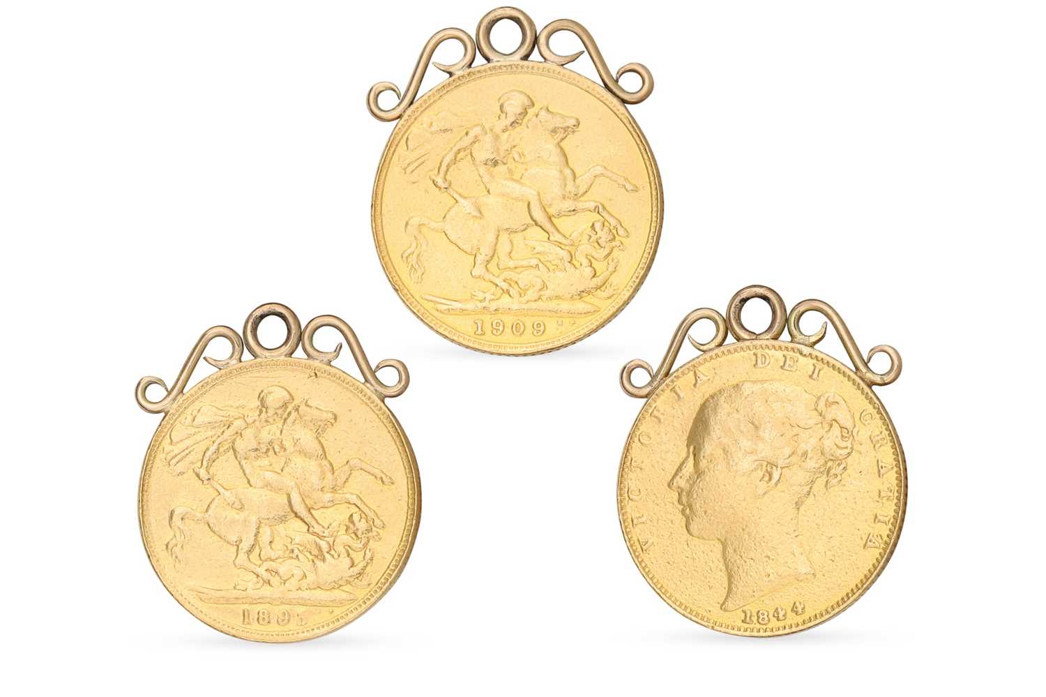 Lot 137 - THREE FULL GOLD SOVEREIGN ENGLISH COINS,