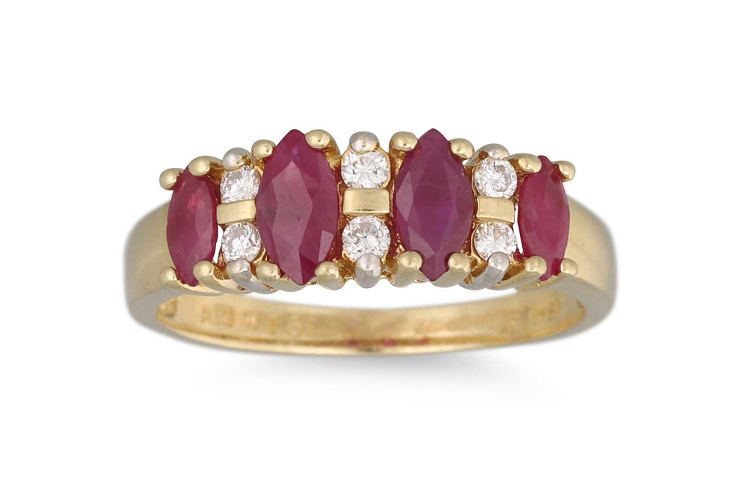 Lot 20 - A DIAMOND AND RUBY RING, mounted in 18ct gold.