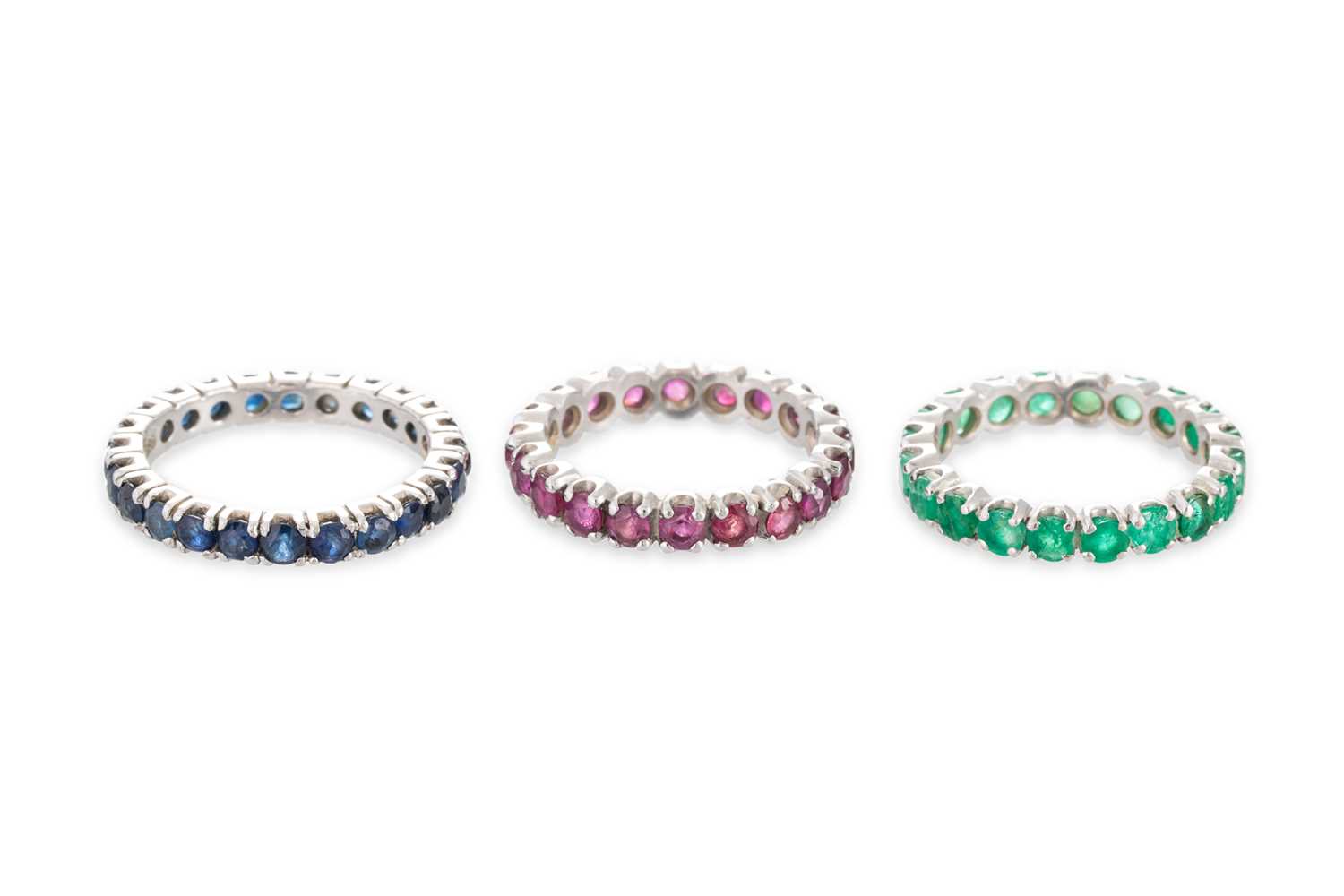 Lot 362 - A COLLECTION OF THREE ETERNITY RINGS,