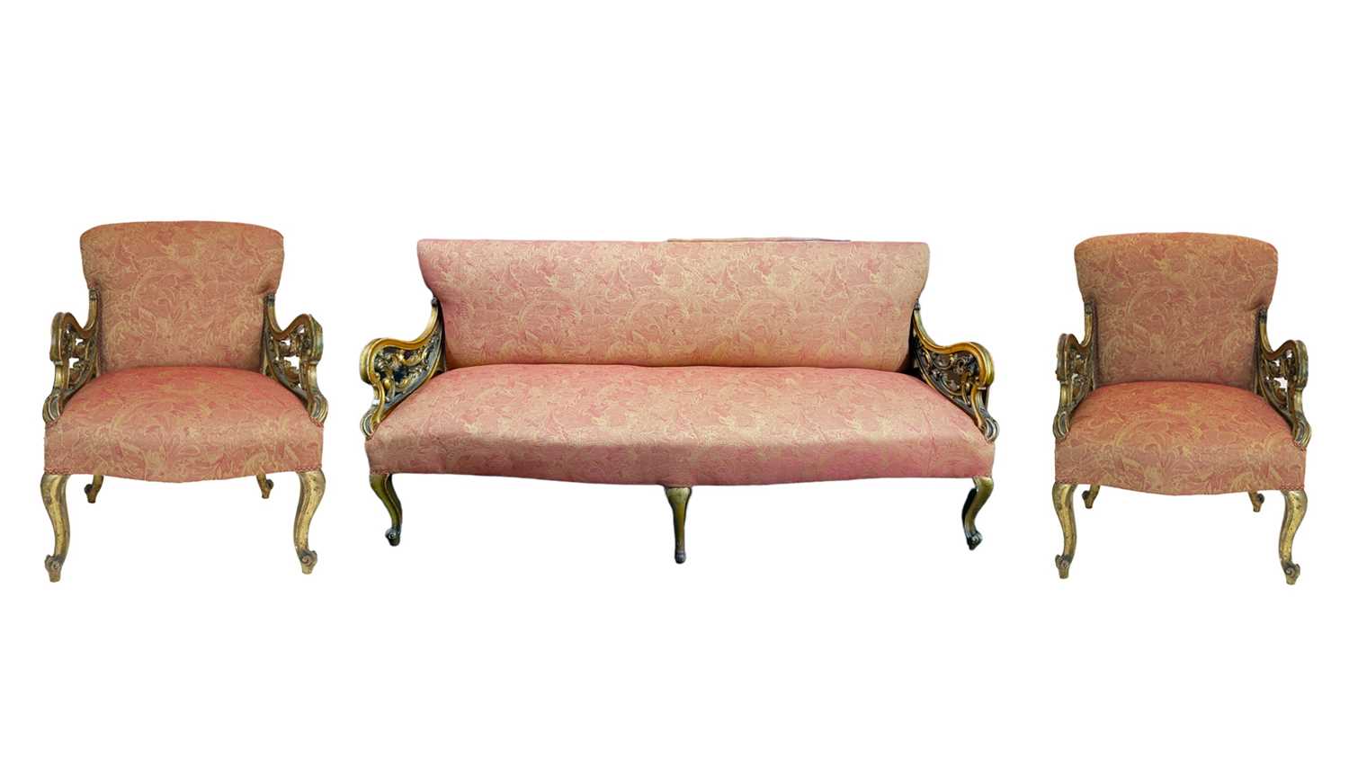 Lot 563 - AN EARLY 20TH CENTRY THREE PIECE SALOON SET,