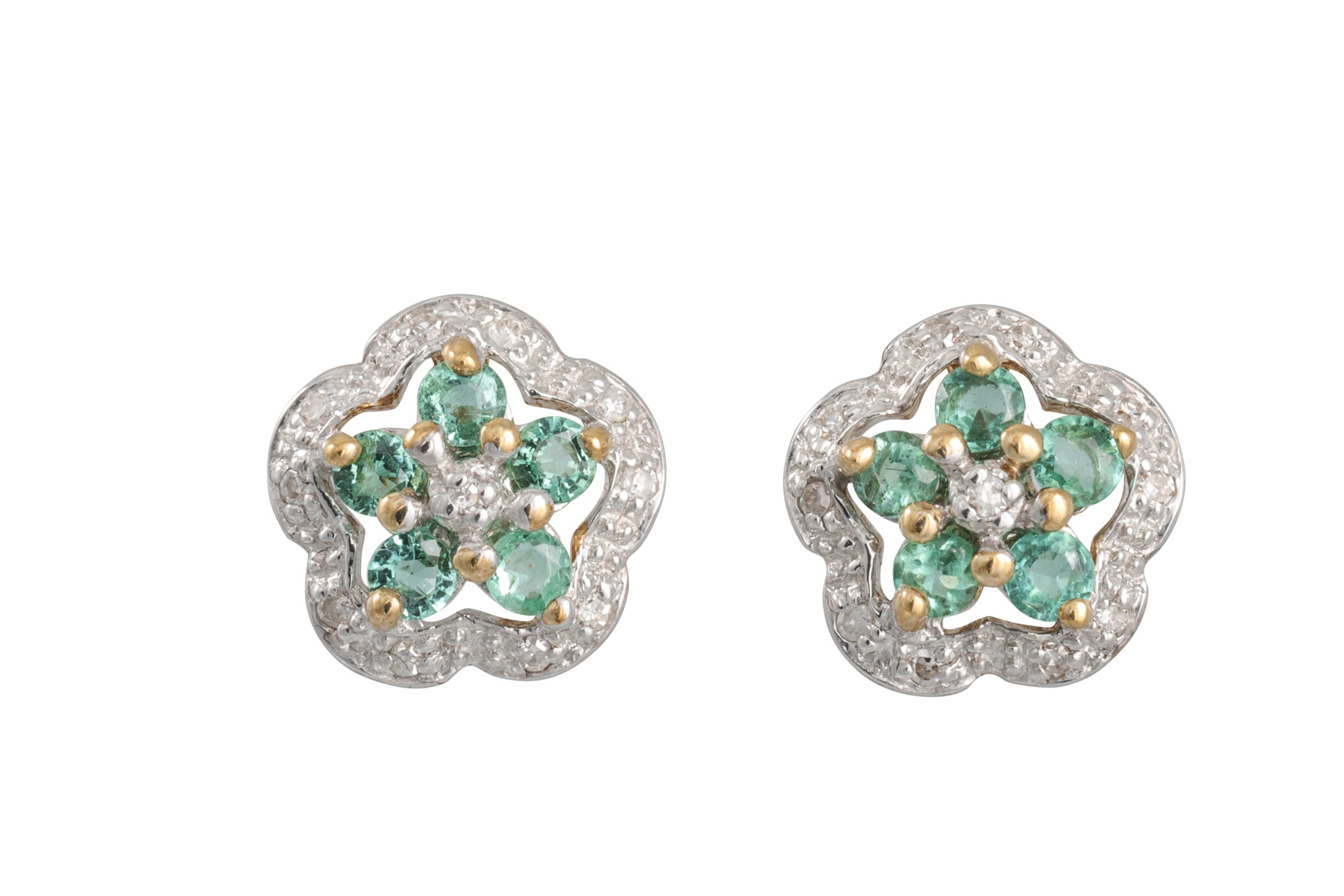 Lot 35 - A PAIR OF DIAMOND AND GEM SET CLUSTER