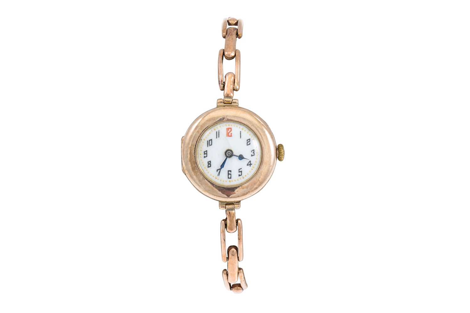 Lot 485 - A VINTAGE 9CT GOLD WATCH, with expandable